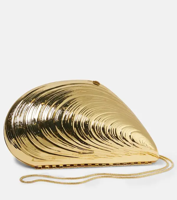 Simkhai Bridget Metal Shell Clutch - Gold