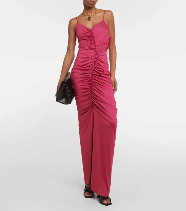 Victoria Beckham Ruched Jersey Maxi Dress