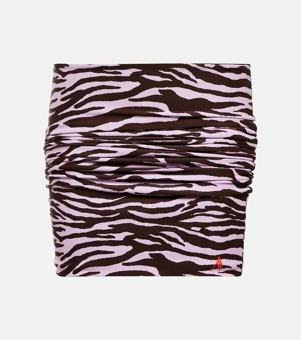 Attico Ruched Printed Lycra Miniskirt