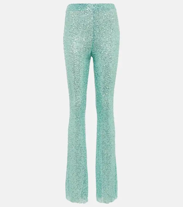 SELF-PORTRAIT Beaded High-rise Flared Pants