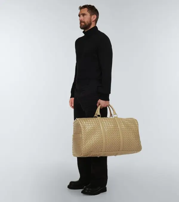 Bottega Veneta Large Intrecciato Leather Duffle Bag - Beige