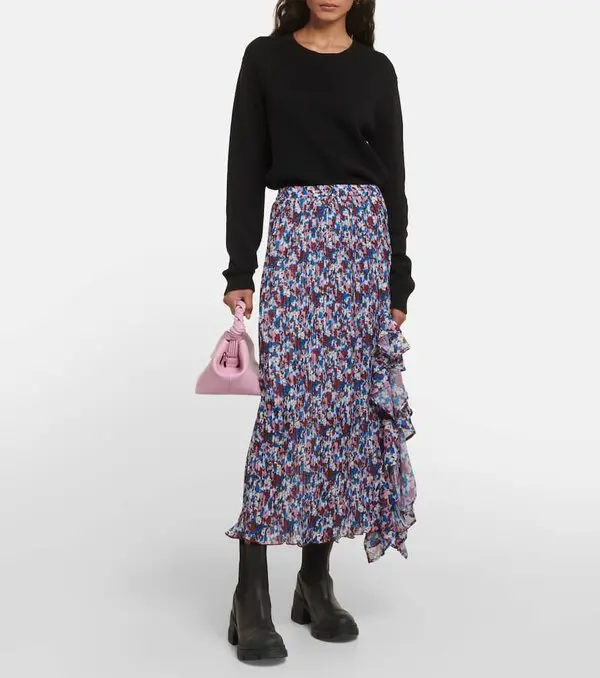 GANNI Cutout Satin Maxi Skirt