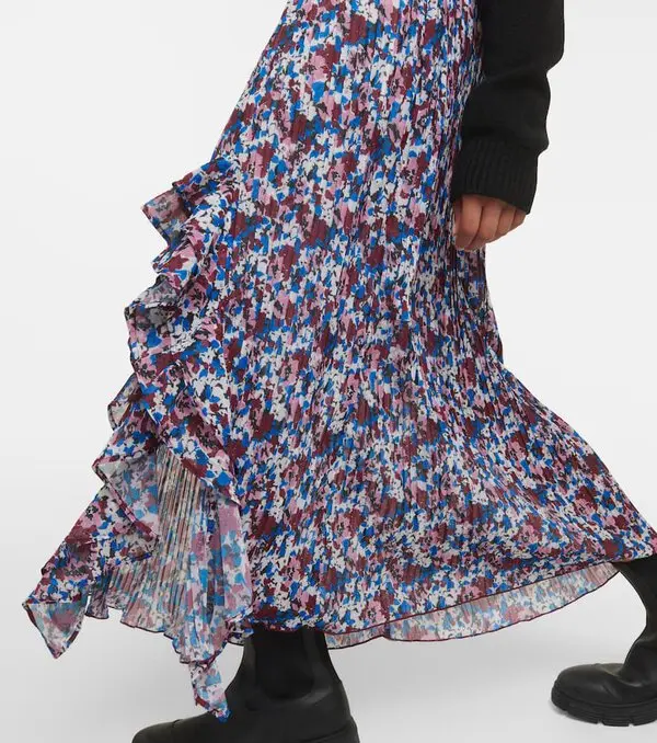 GANNI Cutout Satin Maxi Skirt