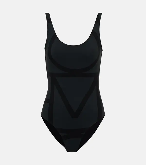 TOTEME Monogram Logo Swimsuit - Black