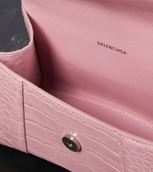 Balenciaga Hourglass Small Croc-effect Tote Bag - Pink