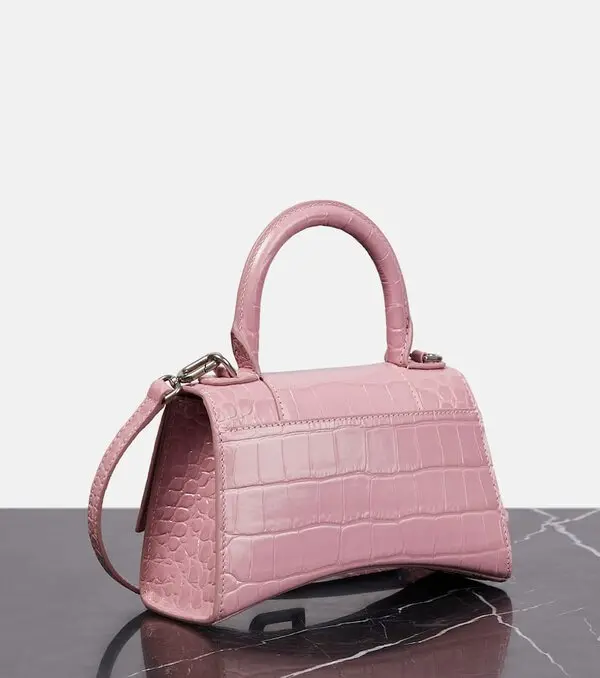 Balenciaga Hourglass Small Croc-effect Tote Bag - Pink