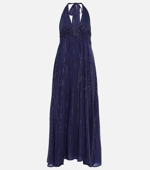 Heidi Klein Striped Halterneck Maxi Dress - Blue