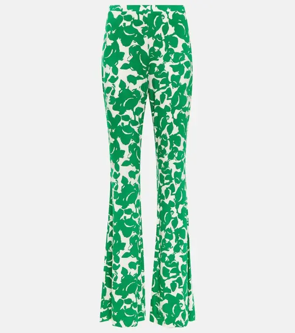 Diane Von Furstenberg Brooklyn Printed Flared Pants - Green