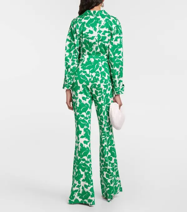 Diane Von Furstenberg Brooklyn Printed Flared Pants - Green