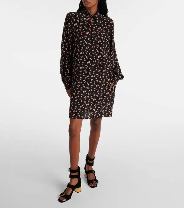 Chloé Floral Silk Chiffon Mini Dress