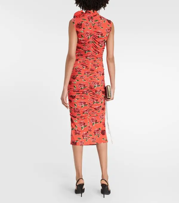 Magda Butrym Floral-applique Printed Midi Dress - Red