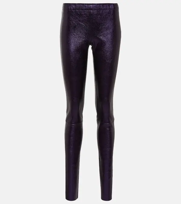 Stouls Carolyn Metallic Leather Leggings - Purple