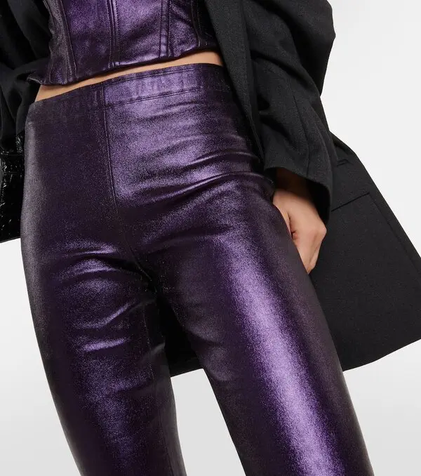 Stouls Carolyn Metallic Leather Leggings - Purple