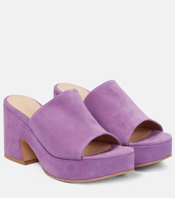 GIANVITO ROSSI Suede Platform Mules - Purple