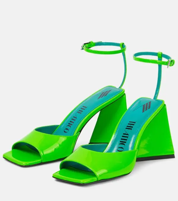 Attico Piper 85 Patent Leather Sandals - Green