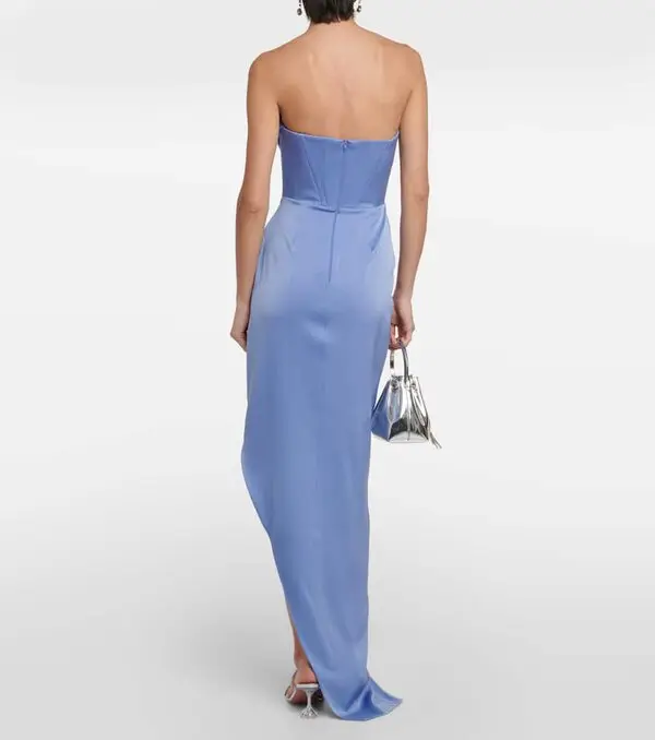 Alex Perry Satin Crepe Draped Bustier Gown