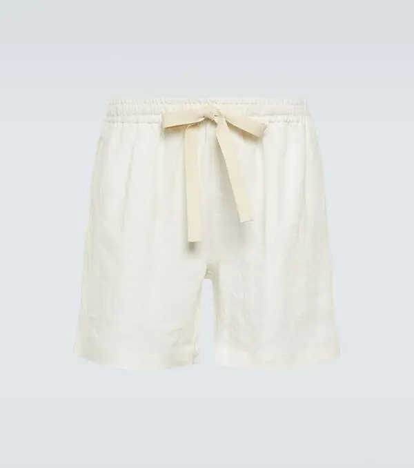Commas Linen Shorts - White
