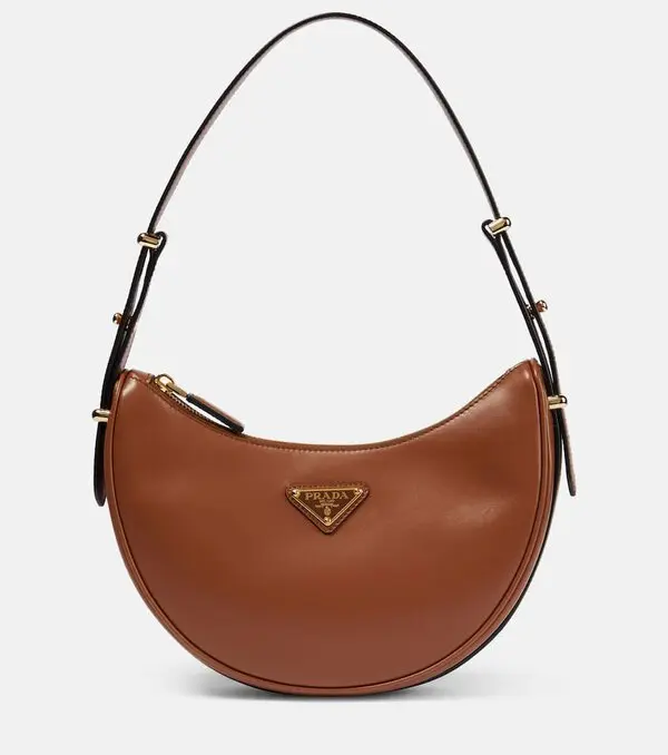 Prada Arque Small Leather Shoulder Bag - Brown