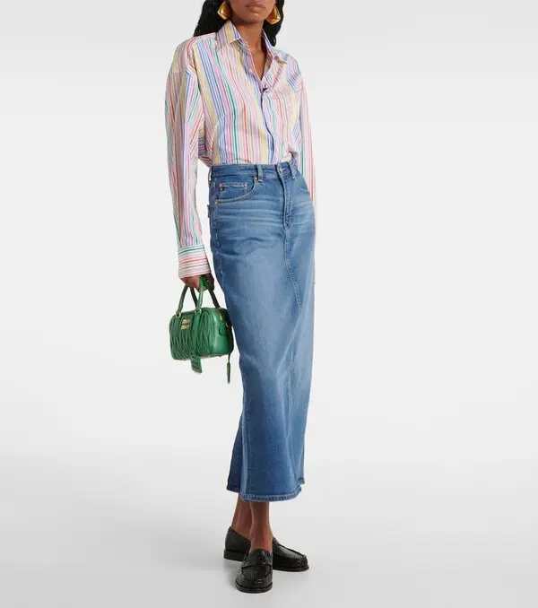 Ag High-rise Denim Midi Skirt