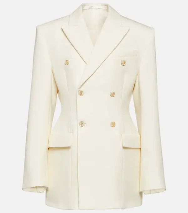 Wardrobe.NYC Contour Double-breasted Wool Blazer - White