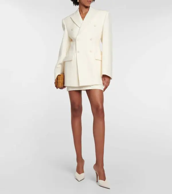 Wardrobe.NYC Contour Double-breasted Wool Blazer - White