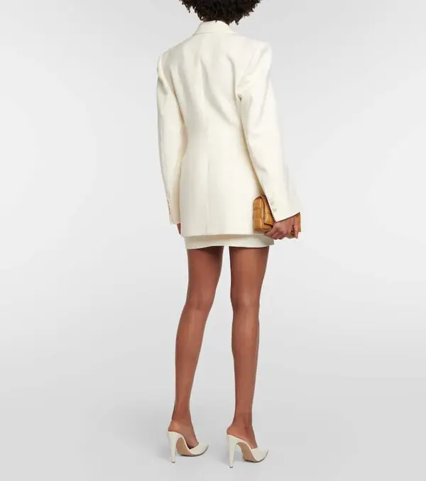 Wardrobe.NYC Contour Double-breasted Wool Blazer - White