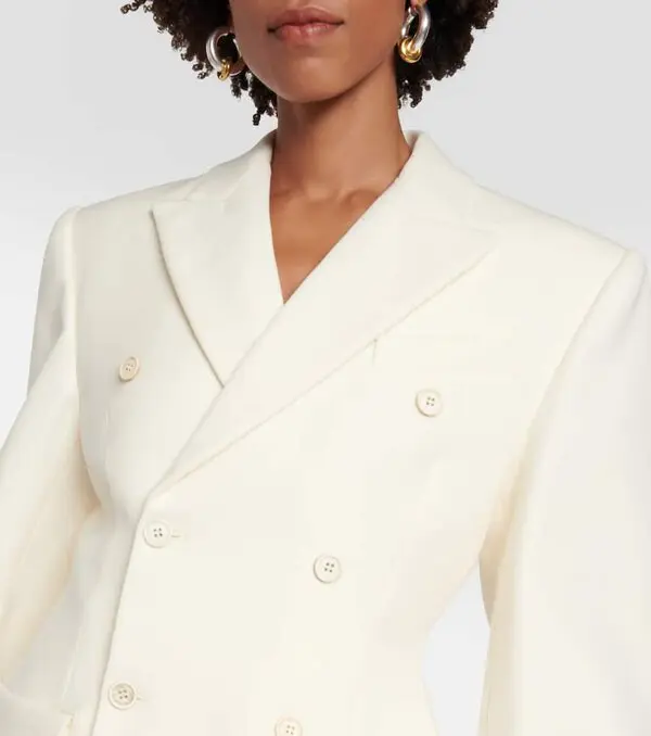 Wardrobe.NYC Contour Double-breasted Wool Blazer - White