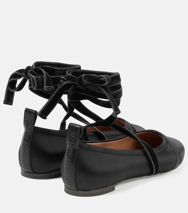 MALONE SOULIERS Spencer Satin Ballet Flats - Black