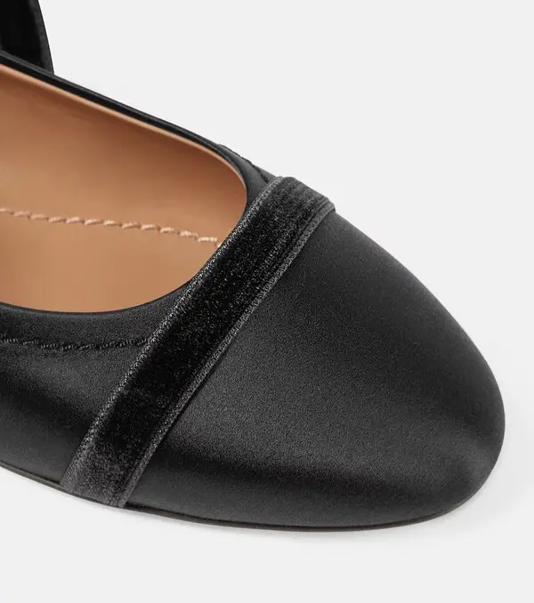 MALONE SOULIERS Spencer Satin Ballet Flats - Black