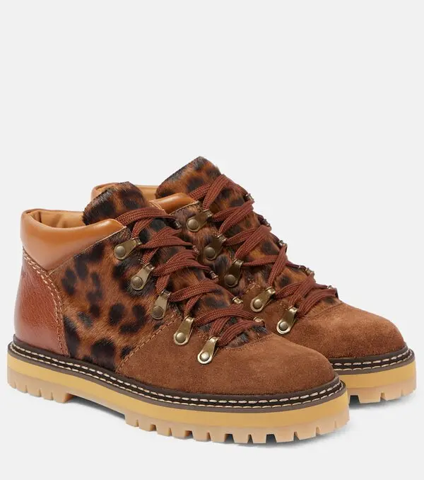 See By Chloé Eileen Leopard-print Suede Boots - Brown