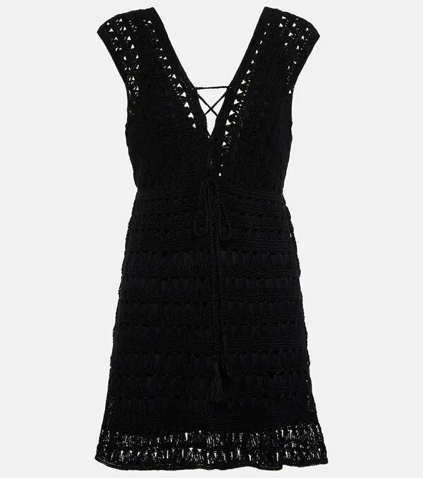 Anna Kosturova Jennifer Crochet Minidress - Black