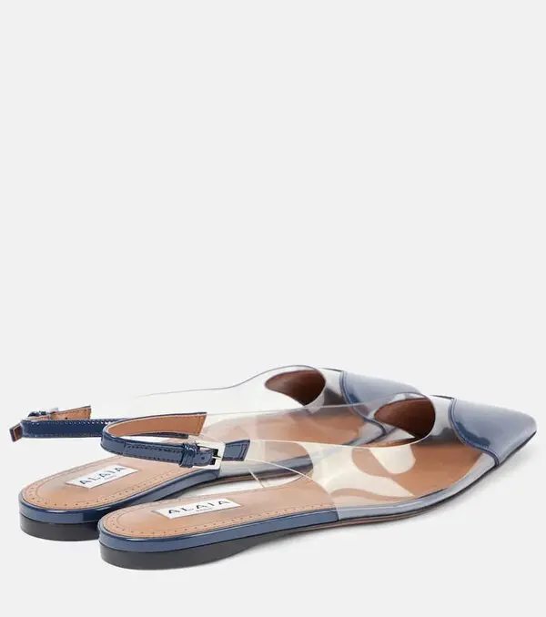 Alaïa Patent Leather And Pu Slingback Flats - Blue