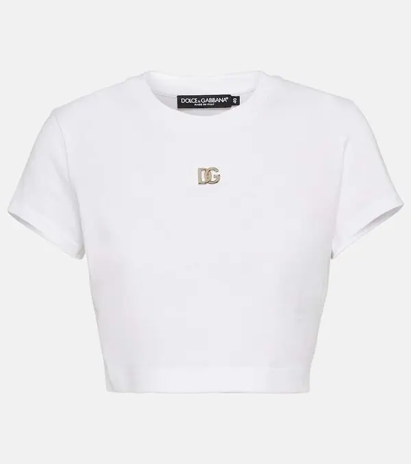 Dolce & Gabbana Logo Cotton Jersey Crop Top