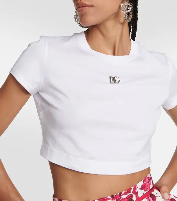 Dolce & Gabbana Logo Cotton Jersey Crop Top