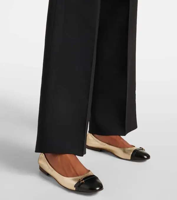 TOD'S Metallic Leather Ballet Flats