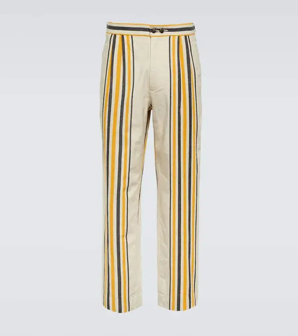 BODE Striped Cotton Straight Pants - Multicoloured
