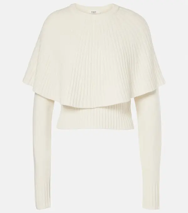 Chloé Caped Wool And Cashmere Top