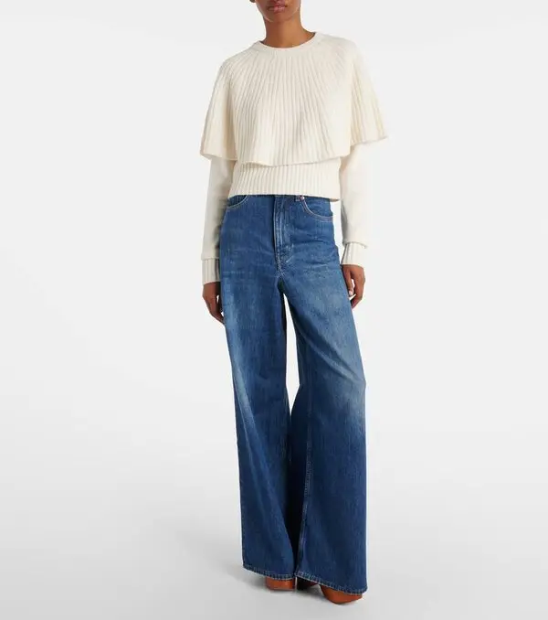 Chloé Caped Wool And Cashmere Top