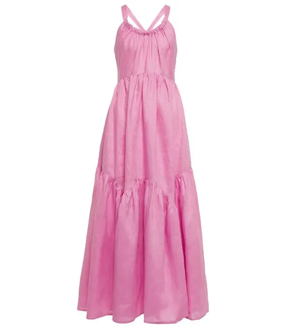 LEE MATHEWS Ali Linen Maxi Dress - Pink