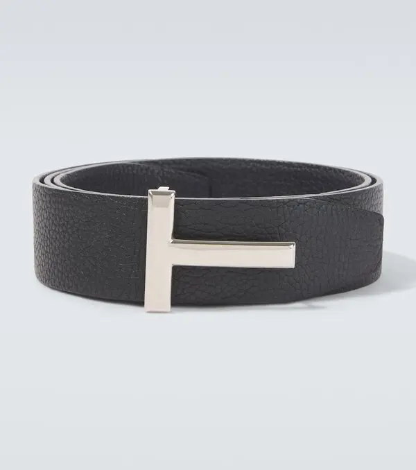 TOM FORD T Icon Reversible Leather Belt - Blue