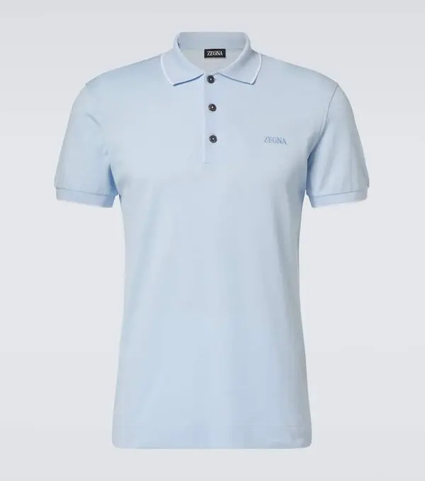 Zegna Cotton-blend Polo Shirt - Blue