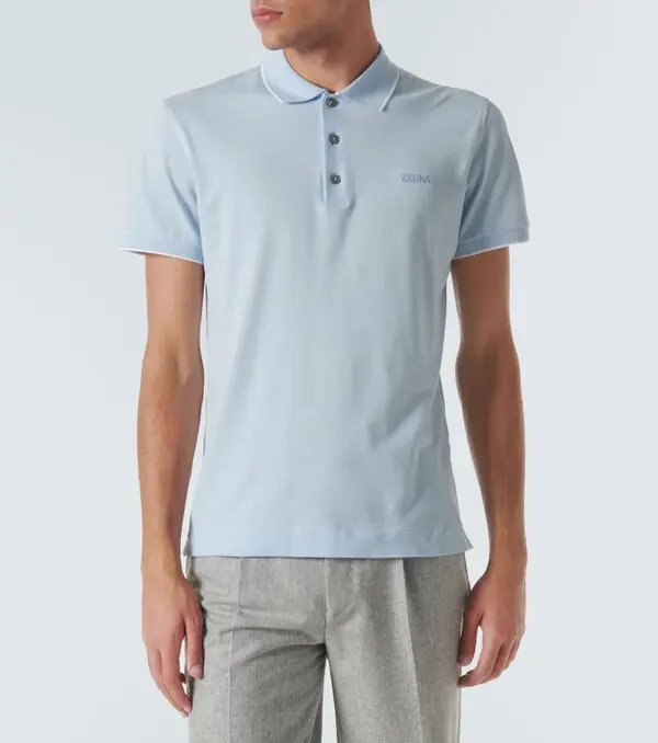 Zegna Cotton-blend Polo Shirt - Blue