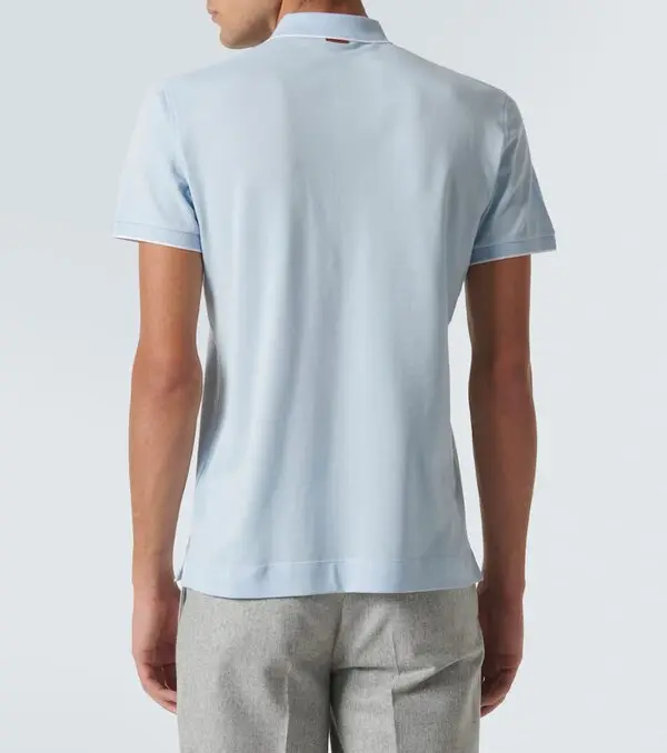 Zegna Cotton-blend Polo Shirt - Blue