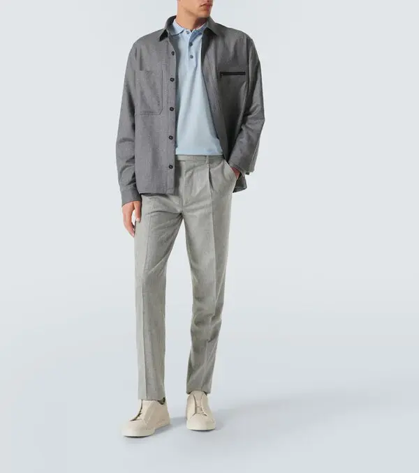 Zegna Cotton-blend Polo Shirt - Blue
