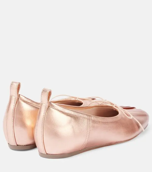 Simone Rocha Classic Pleated Leather Ballet Flats