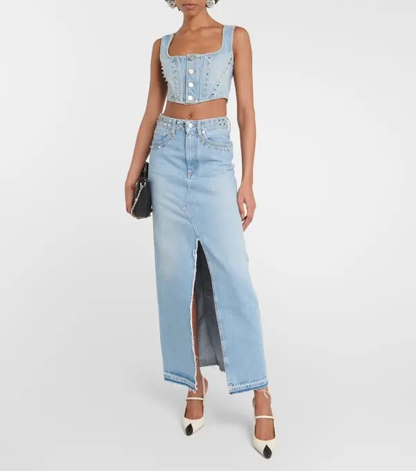 Alessandra Rich Denim Crop Top