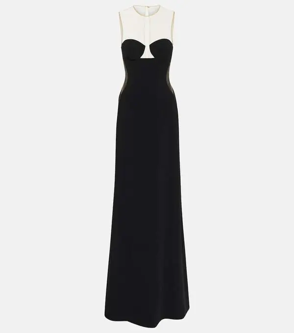 Stella McCartney Mesh-paneled Crepe Gown