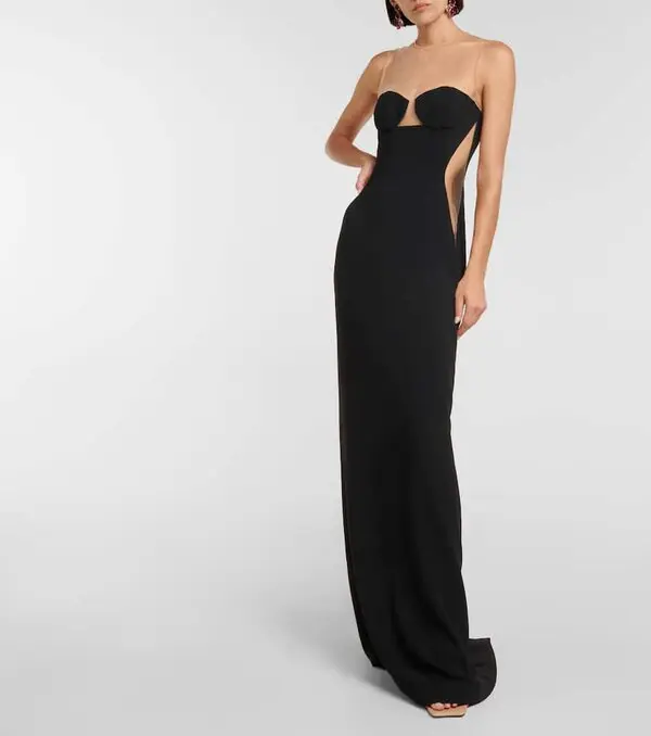Stella McCartney Mesh-paneled Crepe Gown