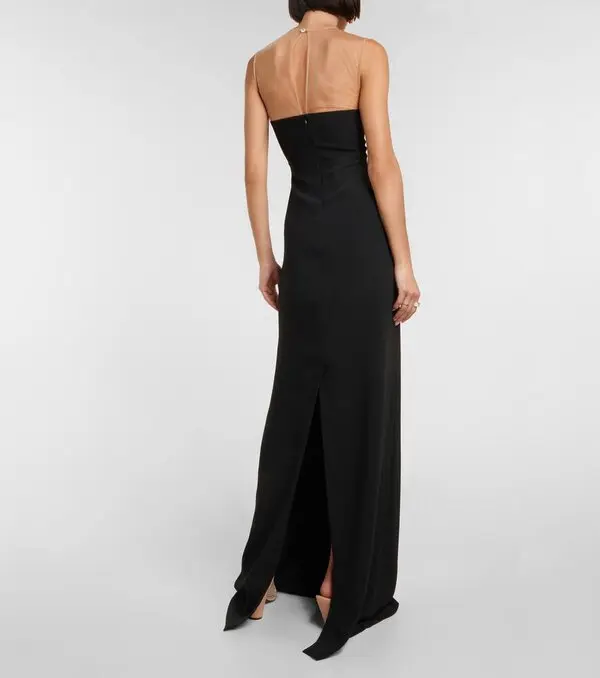 Stella McCartney Mesh-paneled Crepe Gown