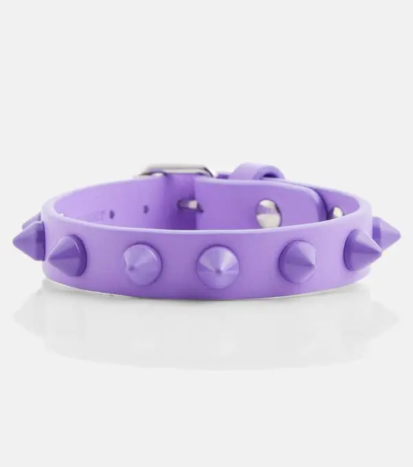 CHRISTIAN LOUBOUTIN Loubilink Embellished Leather Bracelet - Purple